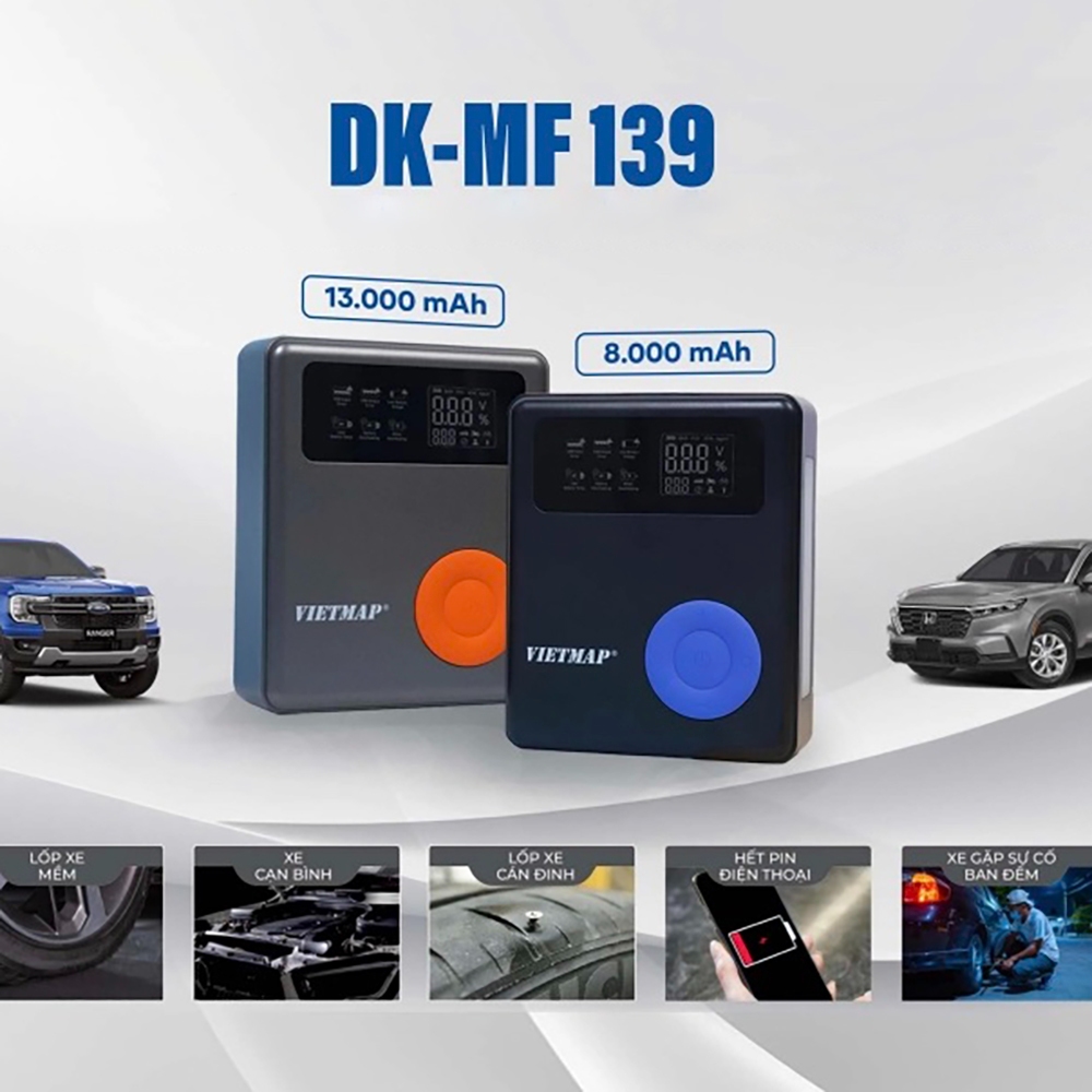 Bộ Kích Nổ Ô Tô Kiêm Bơm Lốp Đa Năng VIETMAP DK-MF139 Cao Cấp Sạc Dự Phòng (bảo hành 12th ...