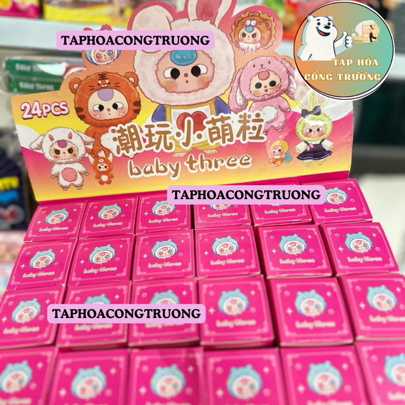 Sỉ box 24 charm baby three, labubu mix các loại to nhựa cứng sáng bóng ...