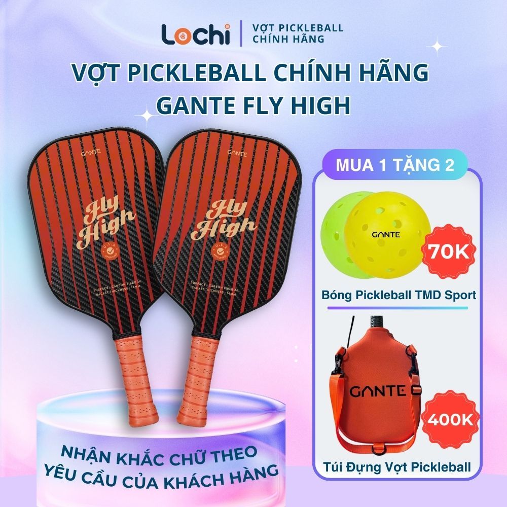 Vợt Pickleball Chính Hãng Gante Fly High Vợt Chất Liệu Nhám Carbon 3K ...