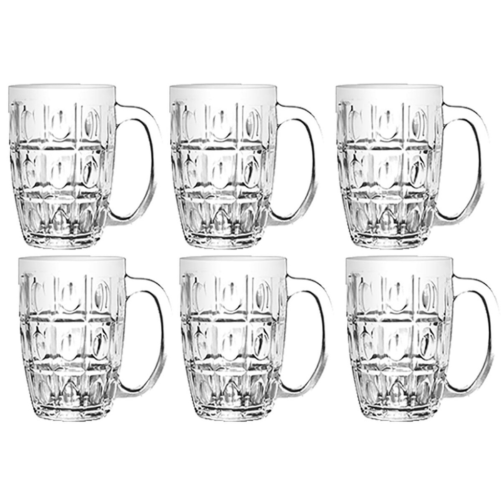 Bộ 6 Ly Uống Bia-SET 6 LY THỦY TINH 375ML CÓ QUAI | Shopee Việt Nam