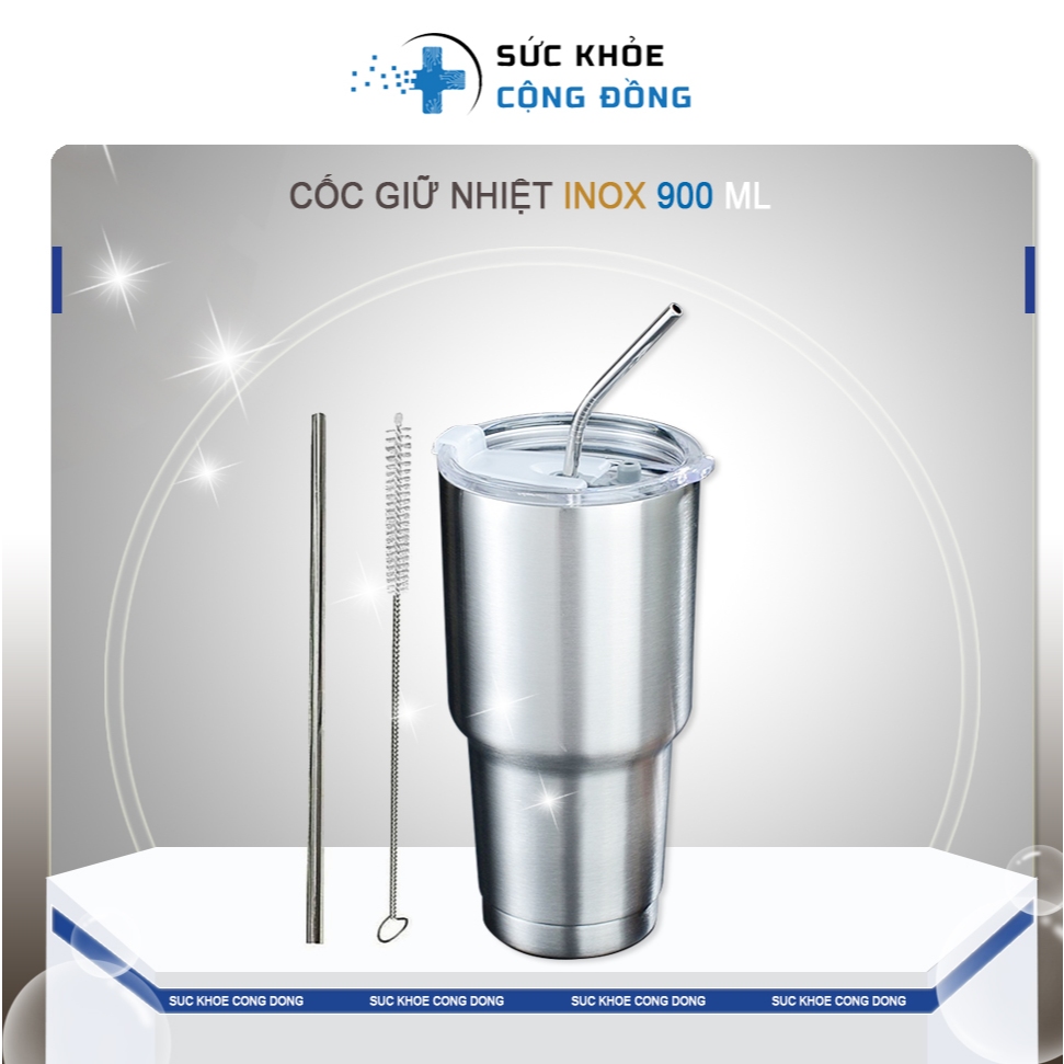 Ly giữ nhiệt 900ml inox 304 nắp đậy kín , giữ nóng hơn 8 giờ , giữ lạnh 20 giờ , tặng full phụ ...