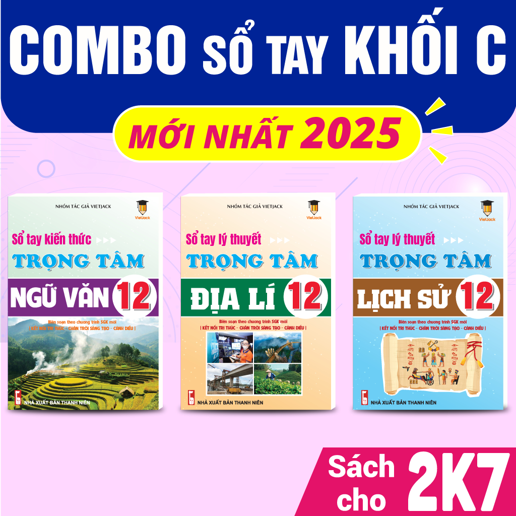Combo Sổ tay kiên thức trọng tâm khối C00 môn Văn, Sử, Địa dành cho 2k7 ...