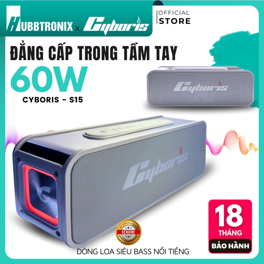 Loa Di Động Bluetooth CYBORIS S15 Công suất 60W IPX6 Pin 5200mAh - Hàng chính hãng Bảo hành 18T ...
