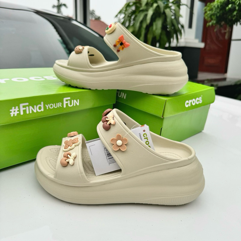 Croxs Đế Cao 7CM - Cross Sandal Nữ Đế Cao, tặng kèm sẵn 15 Charm 3D gắn ...