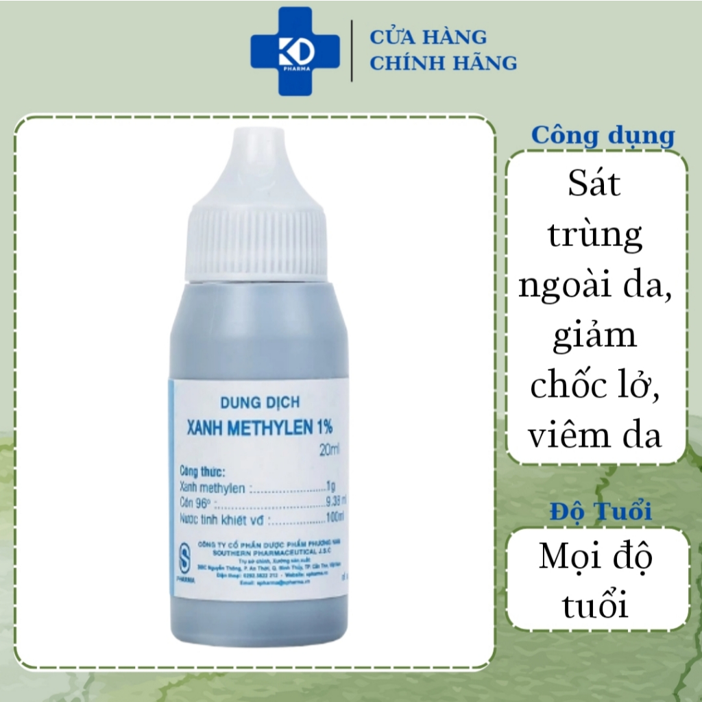Dung dịch sát khuẩn xanh Methylen 1% PN dùng sát trùng ngoài da (20ml ...