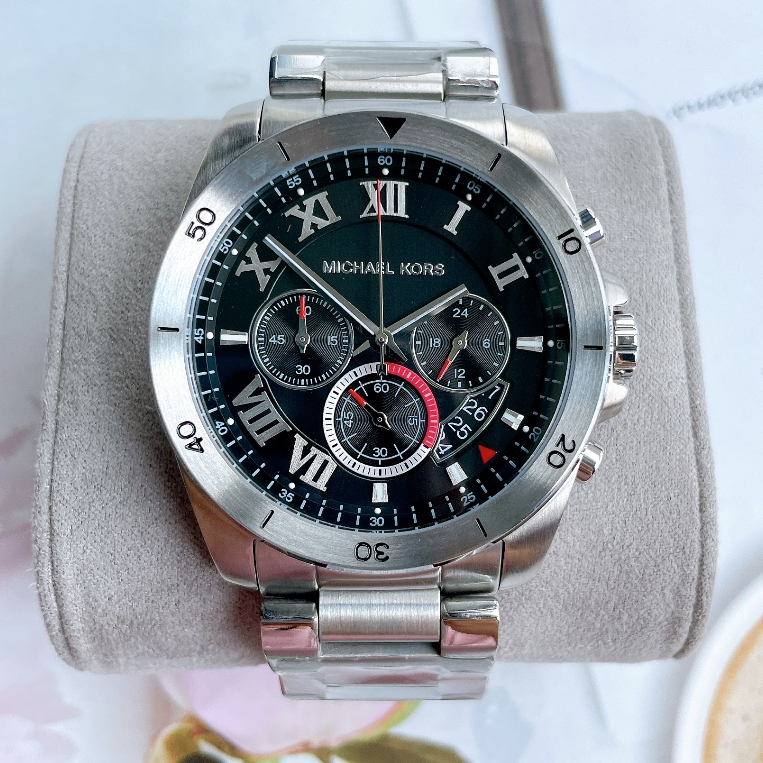 Đồng Hồ Nam Michael Kors MK8438 Dây Kim Loại Màu Bạc Mặt Đen Size 44mm ...