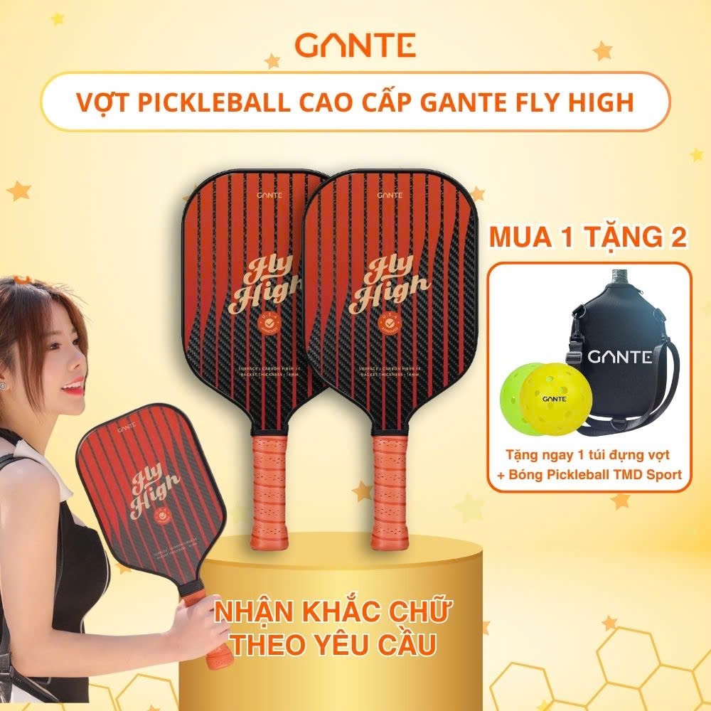 Vợt Pickleball Cao Cấp Gante Fly High Chất Liệu Nhám Carbon 3K Tăng Độ ...