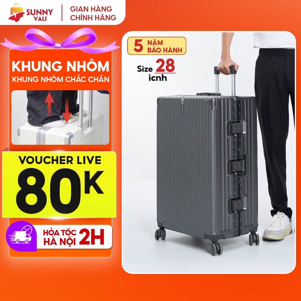 Vali SIZE 28 inch - SUNNY LUMI LM01 nhựa PC, bo góc khung nhôm - khóa ...