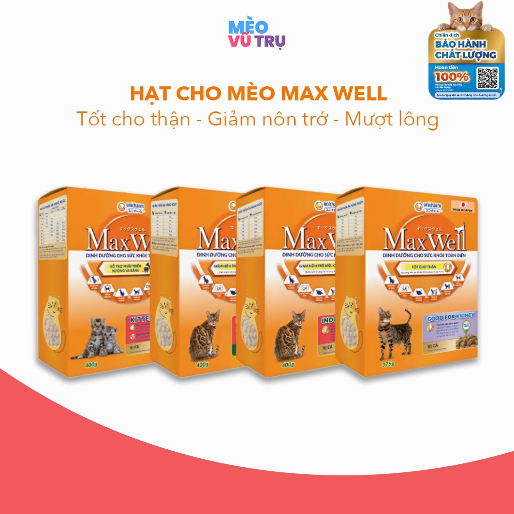 Hạt khô Max Well giảm nôn trớ, mượt lông, tăng đề kháng cho mèo MaxWell ...