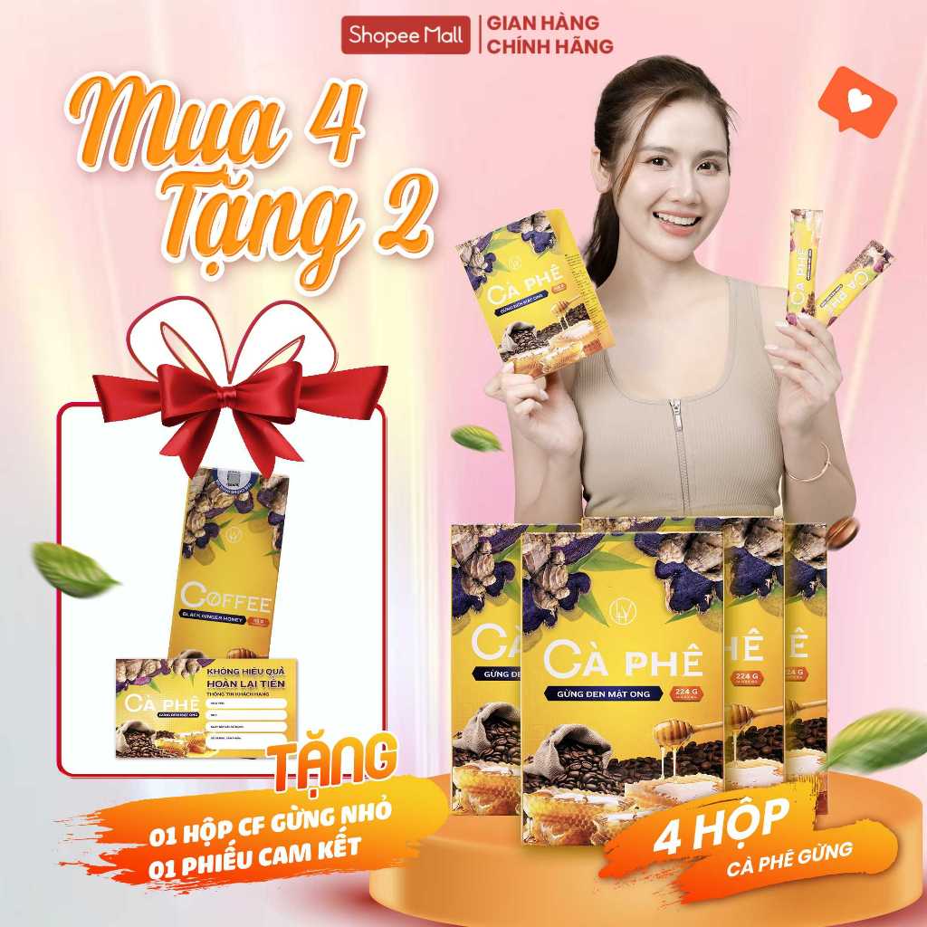 Combo 4 Cafe Gừng Đen Mật Ong Chính Hãng Hộp 14 Gói Giảm Cân An Toàn ...