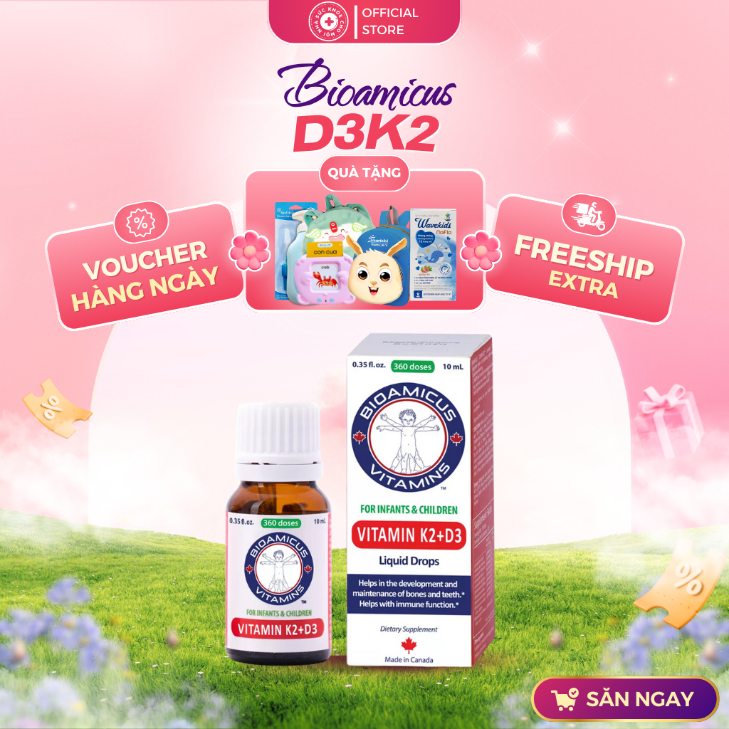 Bioamicus Vitamin D3K2 Mk7.Giúp Bé Hấp Thu Canxi Tối Đa | Shopee Việt Nam