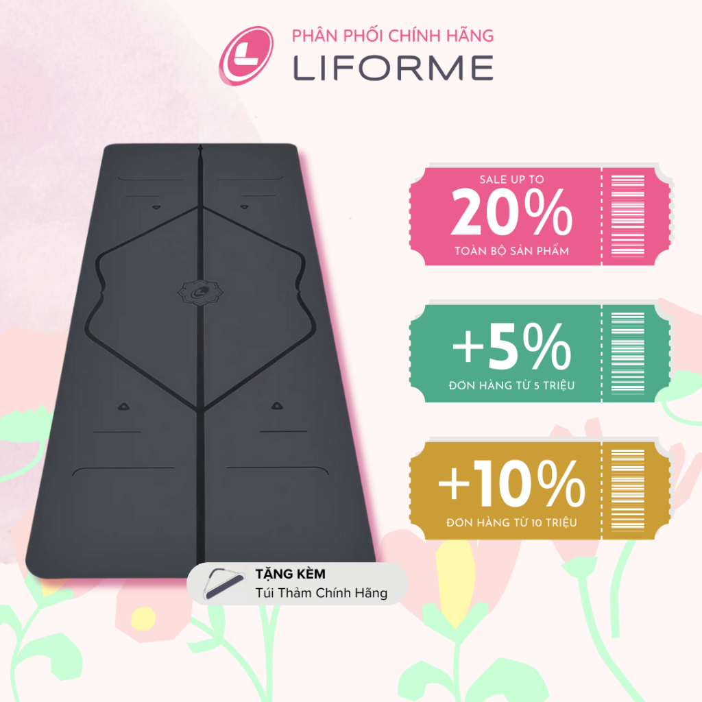 Thảm tập yoga Liforme Classic 4.2mm - Grey | Shopee Việt Nam