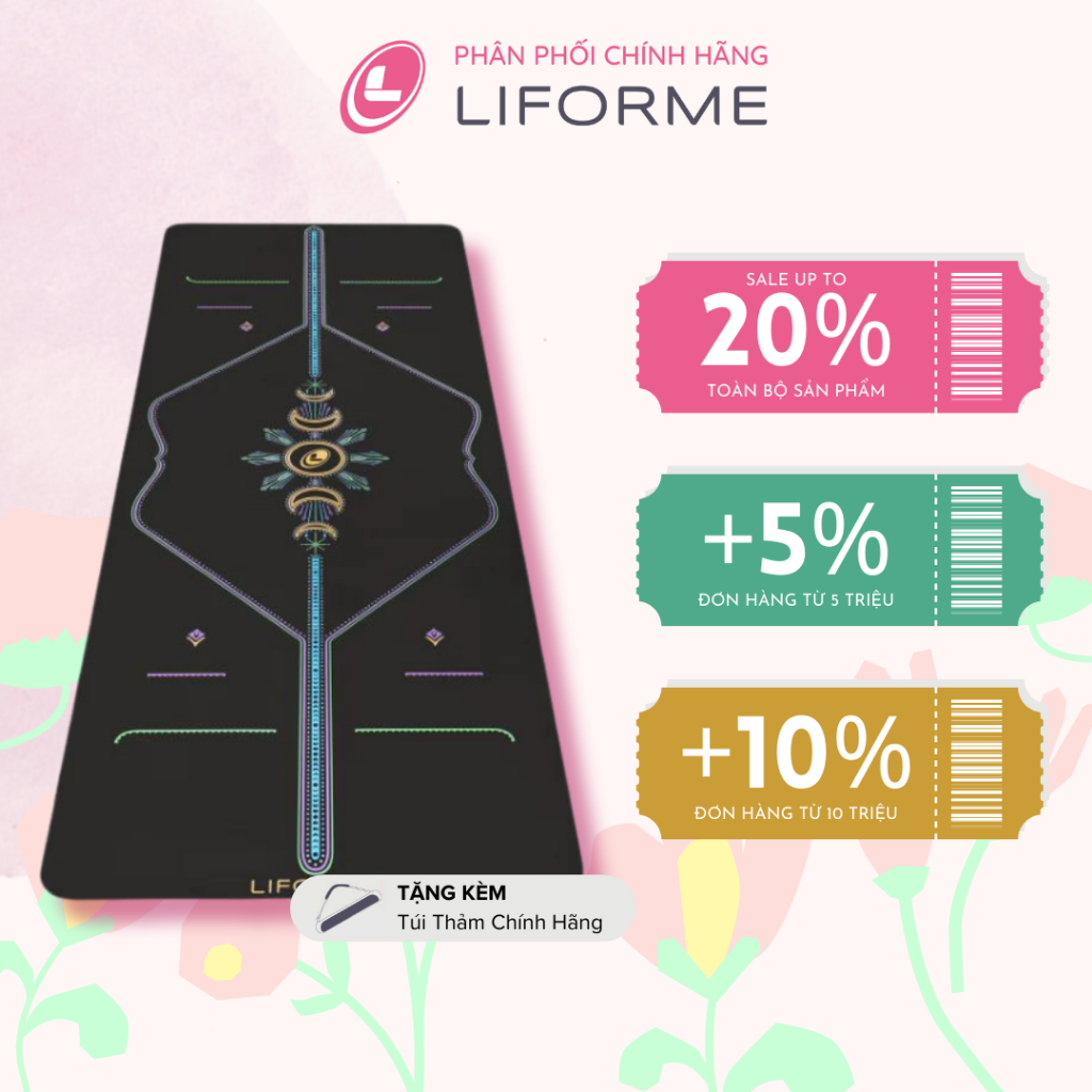 Thảm tập yoga Liforme Cosmic Moon 4.2mm - Matte Black | Shopee Việt Nam