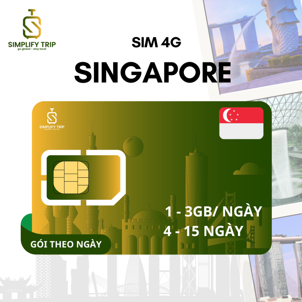 SIMPLIFY TRIP - SIM du lịch Singapore 4G, chỉ có data - Gói theo ngày (4-15 Ngày) - Tặng que ...