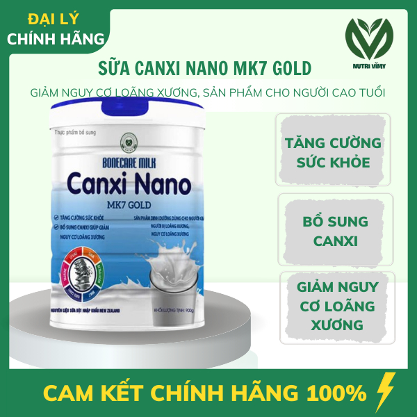 Sữa Canxi Nano MK7 Gold 900g bổ sung canxi dành cho người già, Phòng ngừa loãng xương, Bổ sung ...