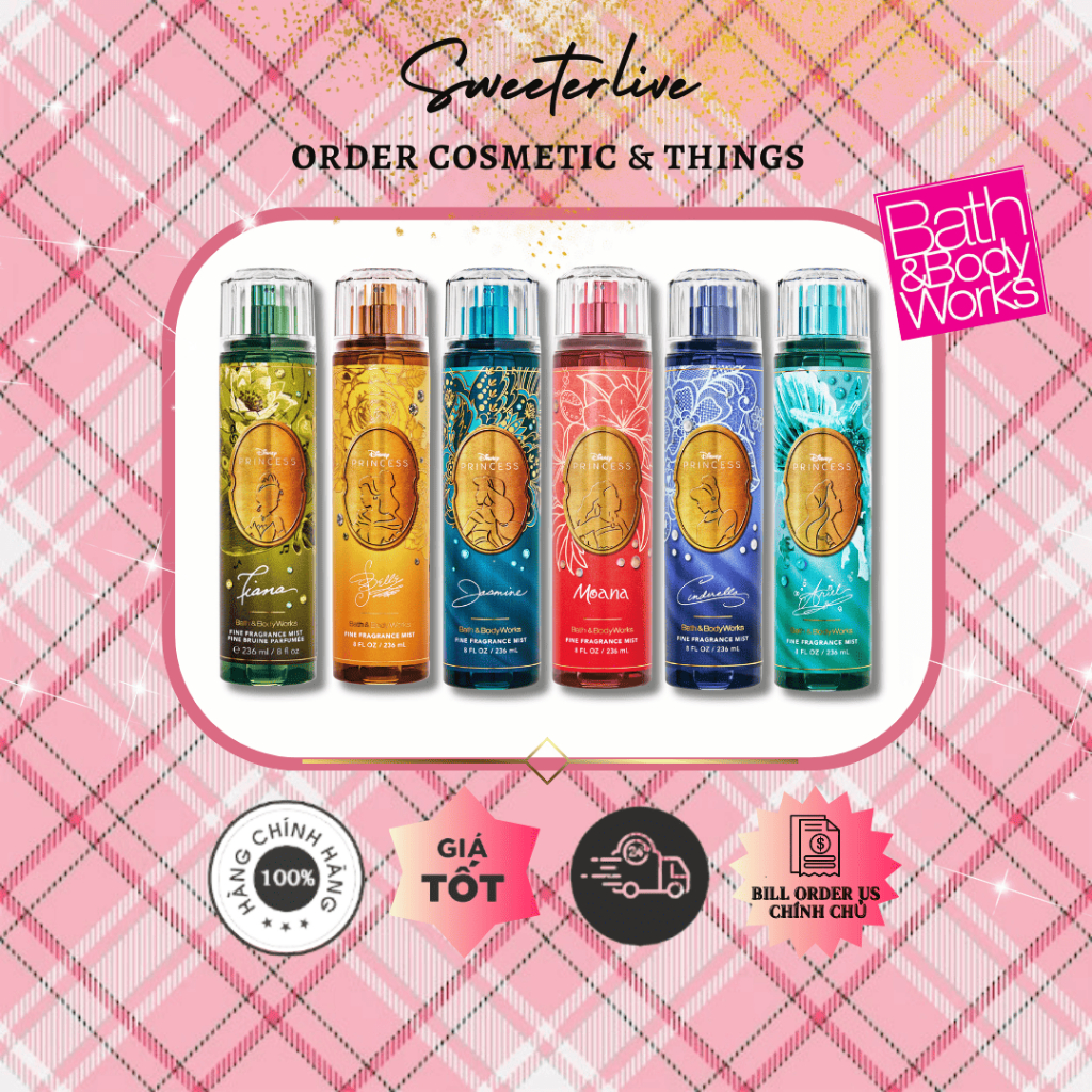 DISNEY PRINCESS BODY MIST (Bill US) - Bộ Xịt thơm toàn thân BATH & BODY ...