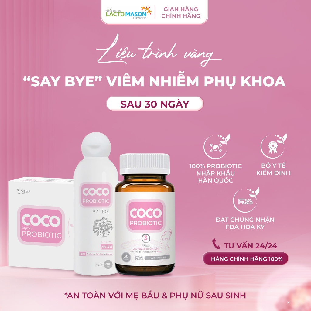 L07 [Liệu Trình 1 Tháng] Bộ sản phẩm phụ khoa Lợi Khuẩn COCO PROBIOTIC ...