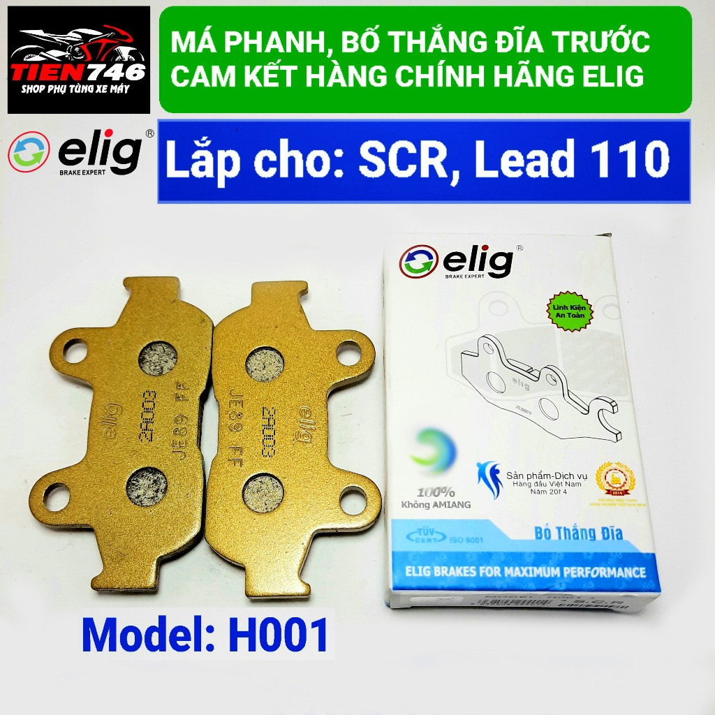 Má phanh. Bố thắng đĩa trước ELIG, mã H001 lắp cho xe SCR 110. Cam kết ...