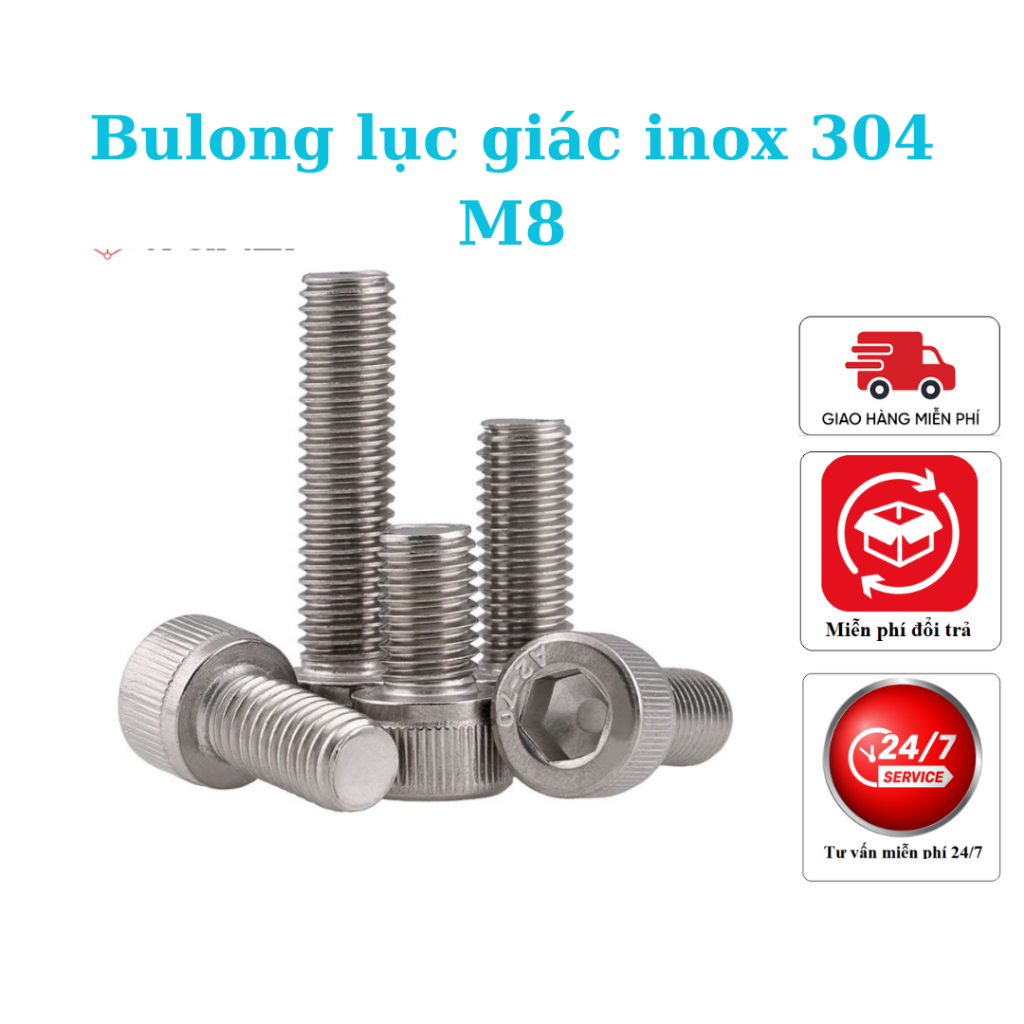 Bulong Lục Giác Inox chìm đầu trụ có khía 304 đầy đủ các size | Shopee ...