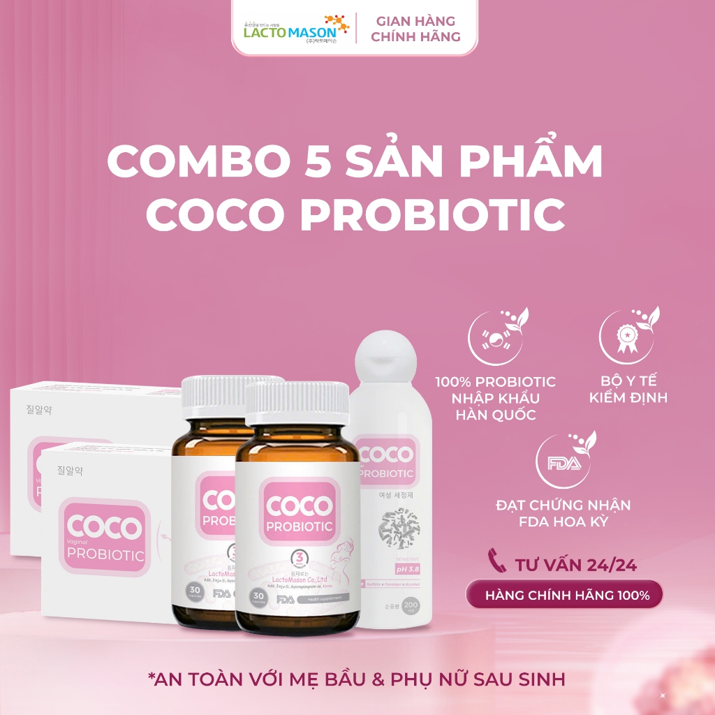 L08 [Combo Liệu Trình 2 Tháng] Bộ sản phẩm phụ khoa Lợi Khuẩn COCO ...