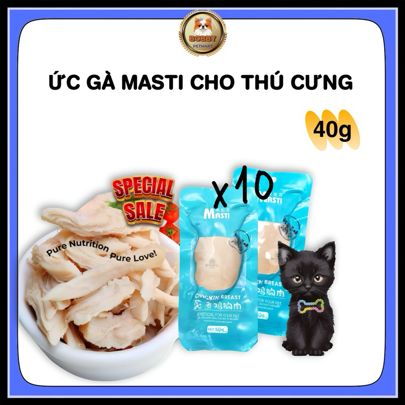 Ức gà Masti thức ăn cho chó mèo combo 10 gói 40g | Shopee Việt Nam
