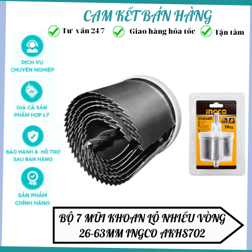 BỘ 7 MŨI KHOAN LỖ NHIỀU VÒNG 26-63MM INGCO AKHS702 | Shopee Việt Nam