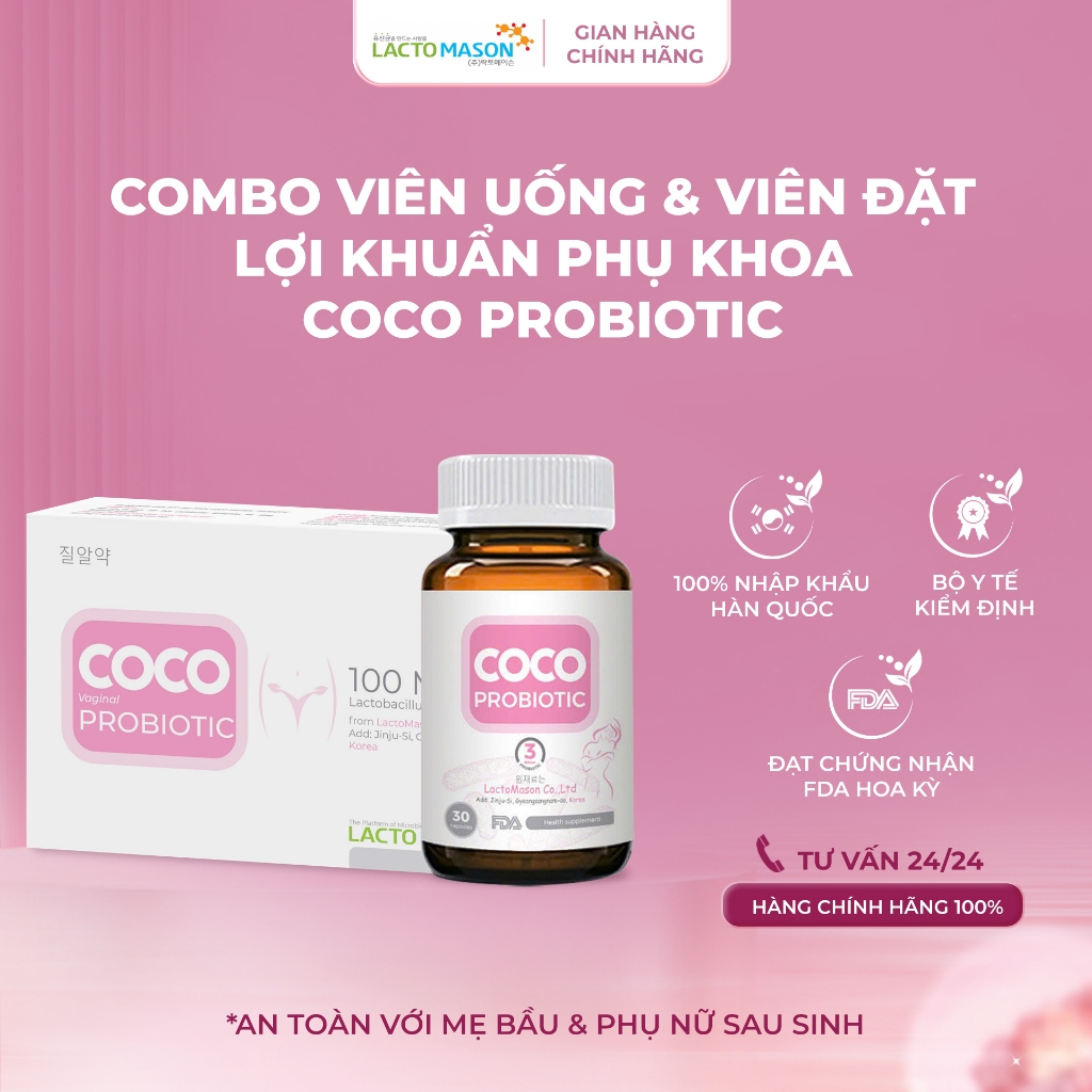 L04 [Bộ đôi chăm sóc chuyên sâu] Viên Uống & Viên Đặt Lợi Khuẩn COCO ...