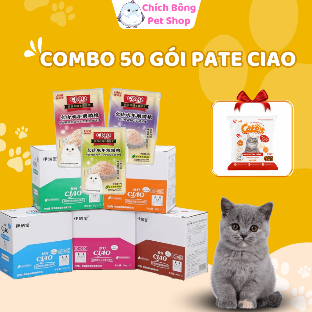 Pate ciao thơm ngon 30 gói cho mèo,pate nhuyễn bổ dưỡng thức ăn cho mèo ...
