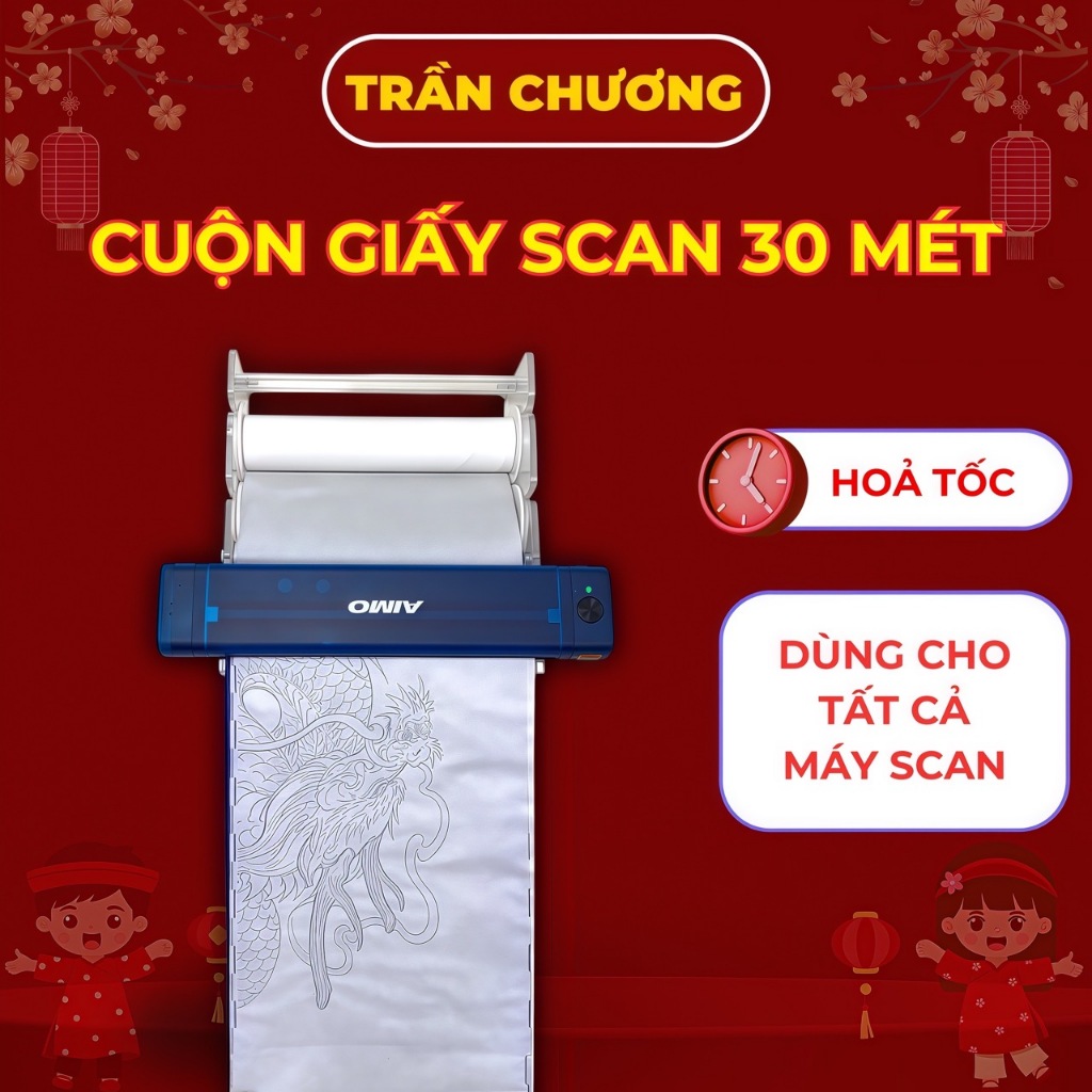 Cuộn giấy scan cuộn dài 30 mét - Dùng cho tất cả các máy in nhiệt ...
