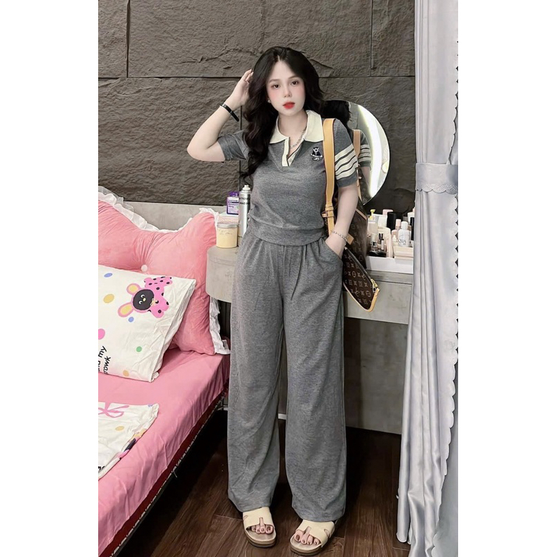 [Bigzise 45-85 kg] Set bộ áo sơ mi kẻ sọc tay. | Shopee Việt Nam