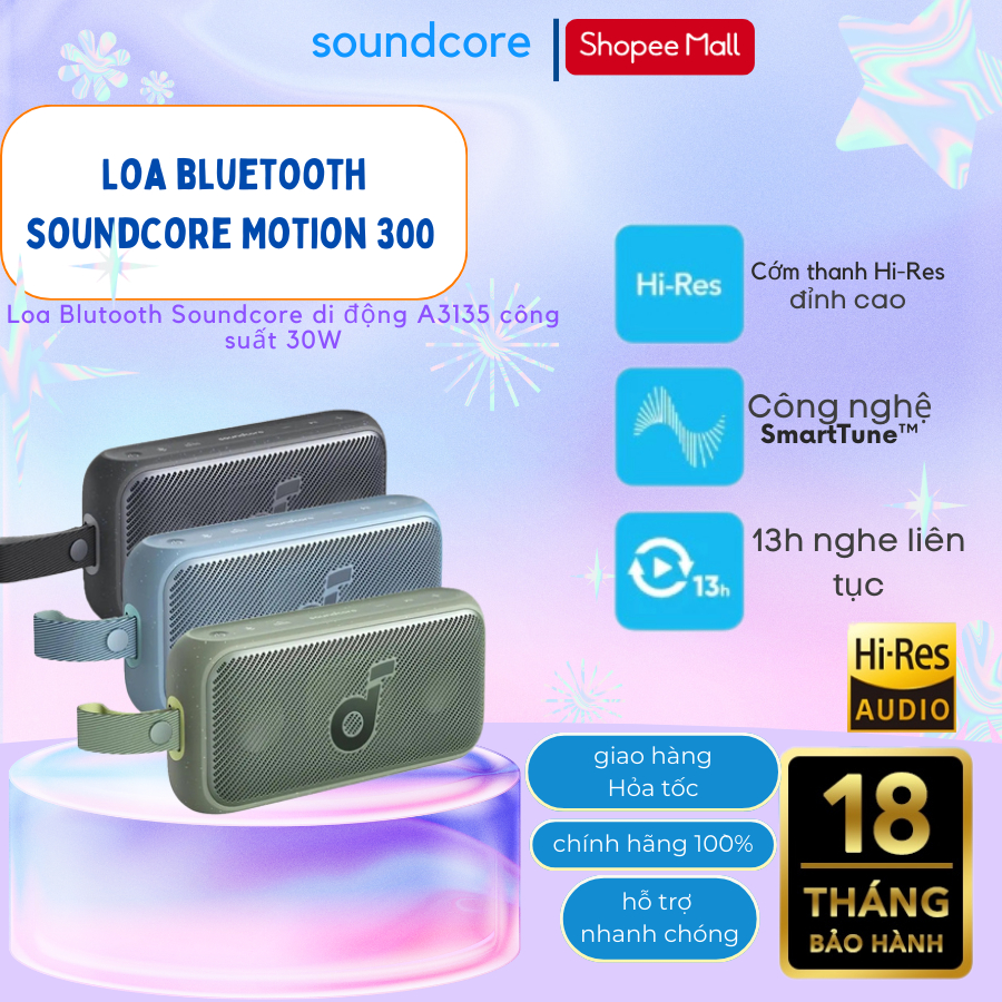 Loa Bluetooth Soundcore Motion 300- công suất 30W -Pin 13 giờ phát nhạc ...