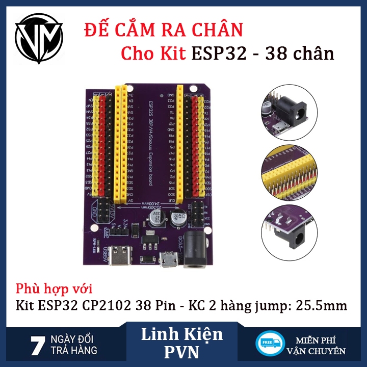 Đế cắm ra chân cho ESP32 38 chân - có thích hợp nguồn ngoài - phù hợp ...