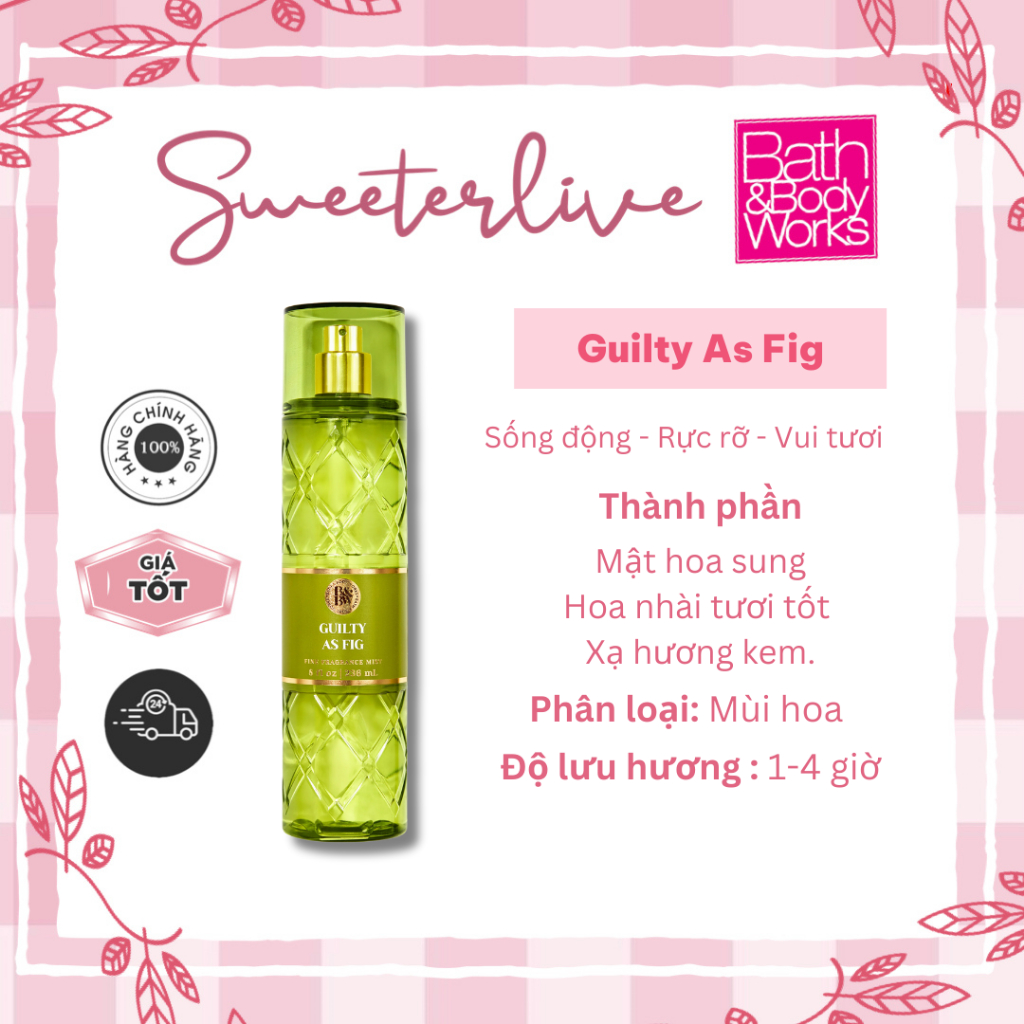 GUILTY AS FIG LUXURIES COLLECTION Body Mist (Bill US) - Xịt thơm BATH ...