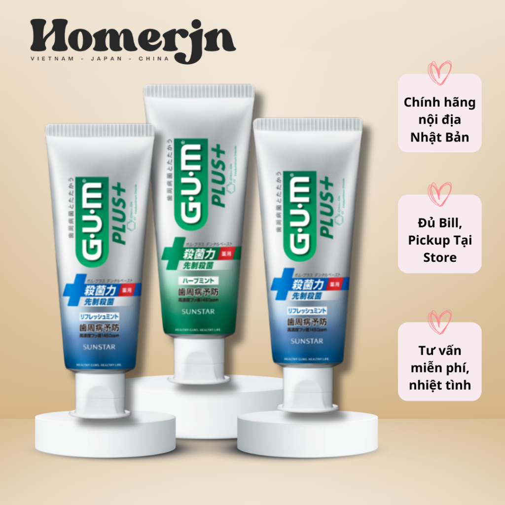 Nội Địa Nhật - Kem đánh răng loại bỏ tác nhân gây bệnh nha chu Gum Plus Herbal Mint 120g ...