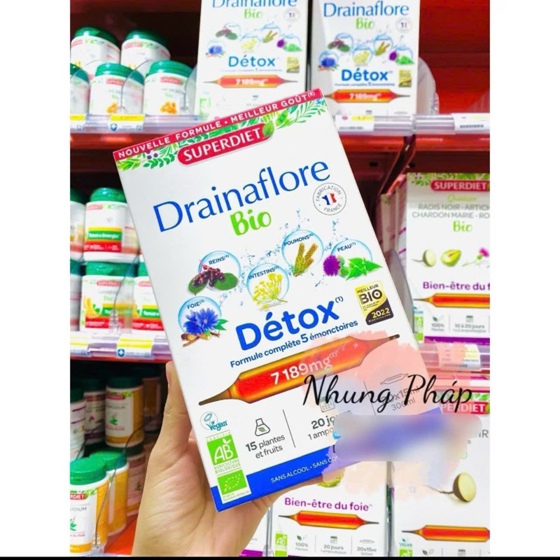 Detox Thải độc nội tạng Super Diet Drainaflore Bio Pháp hộp 20 ống ...