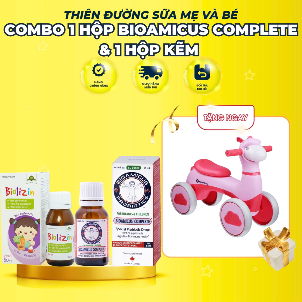 Combo 1 hộp Men Vi Sinh BioAmicus Complete và 1 hộp Kẽm Biolizin ...
