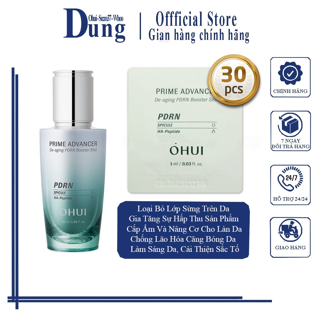 Combo 30 Gói Sample Tinh Chất Căng Bóng Ohui PDRN Prime De-aging Booster Shot 1mlx30 | Shopee ...