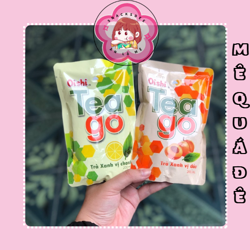 Túi nước trà xanh Oishi Teago hương vị đào, chanh đến từ Snacksdee ...