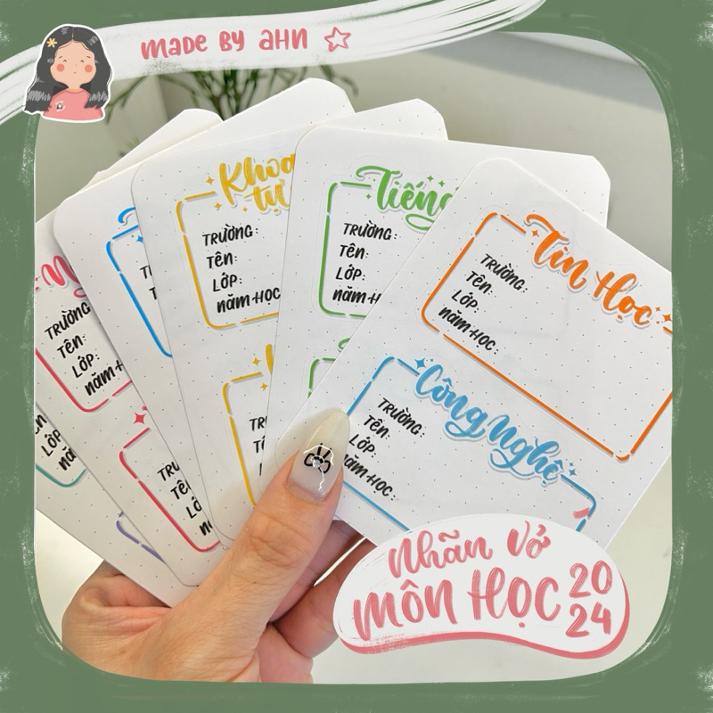 [UPDATE 2025] NHÃN VỞ MÔN HỌC 2024 - Kiểu chữ Calligraphy - IN TÊN ...