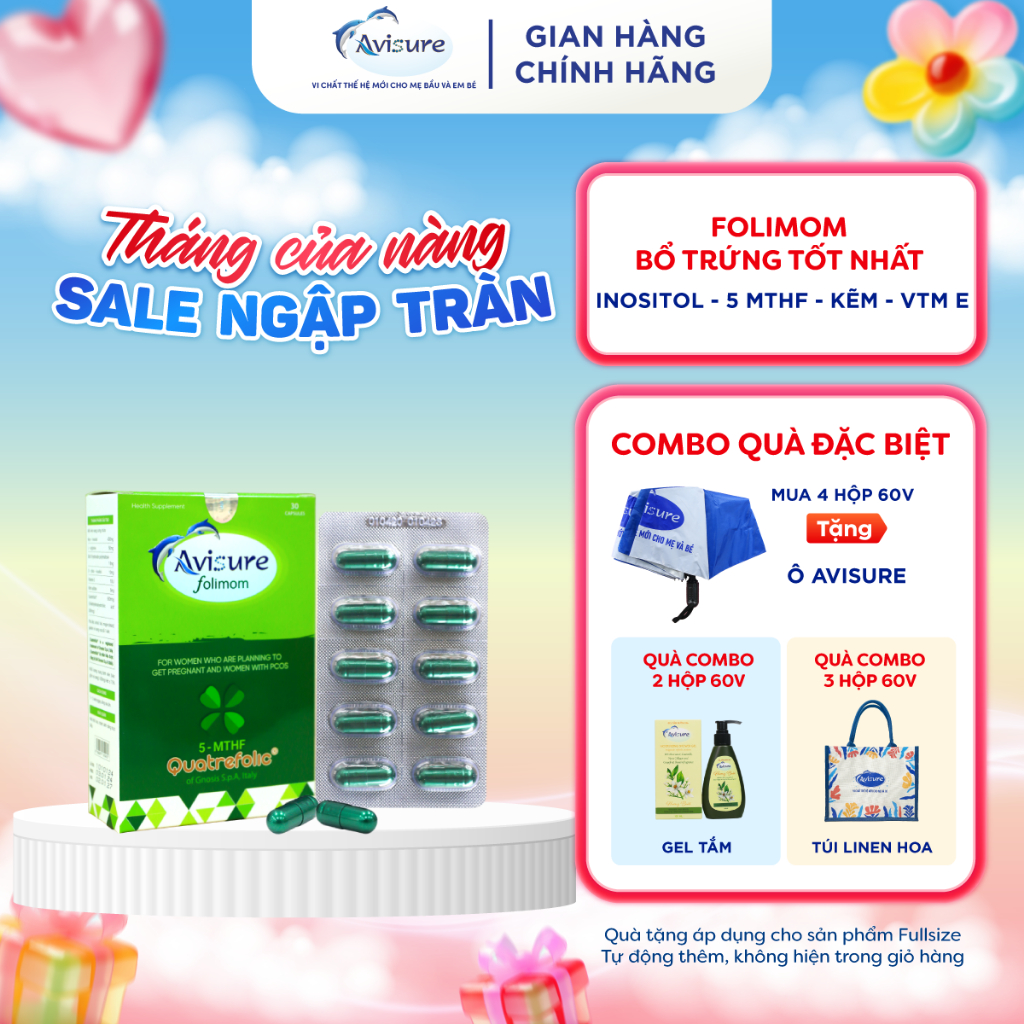 Bổ trứng đều kinh tăng khả năng thụ thai tự nhiên Avisure Folimom công ...
