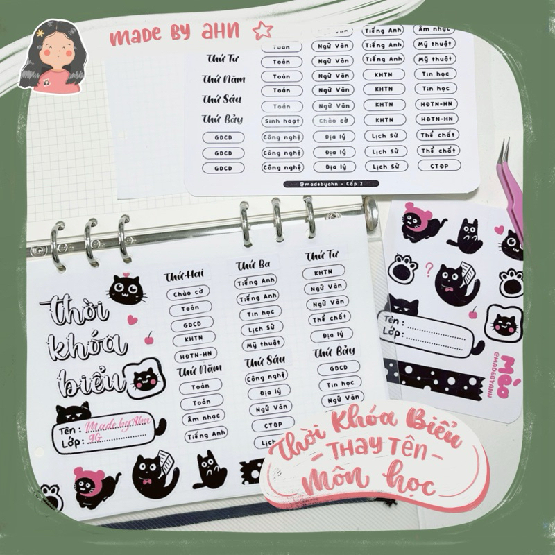 Sticker THỜI KHOÁ BIỂU thay tên môn học - MADE BY AHN thiết kế | Shopee ...