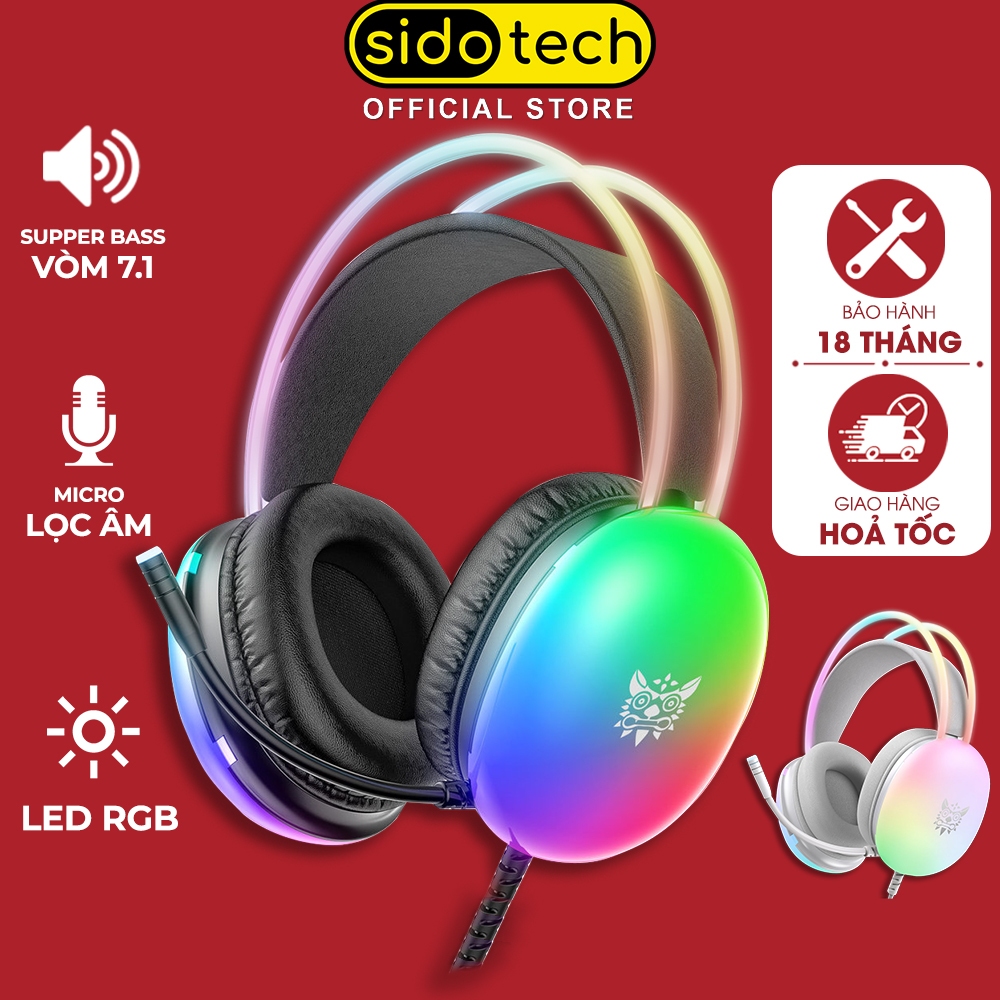Tai nghe chụp tai có dây SIDOTECH ONIKUMA X25 gaming led RGB đẹp âm thanh vòm 3D 7.1 có mic ...