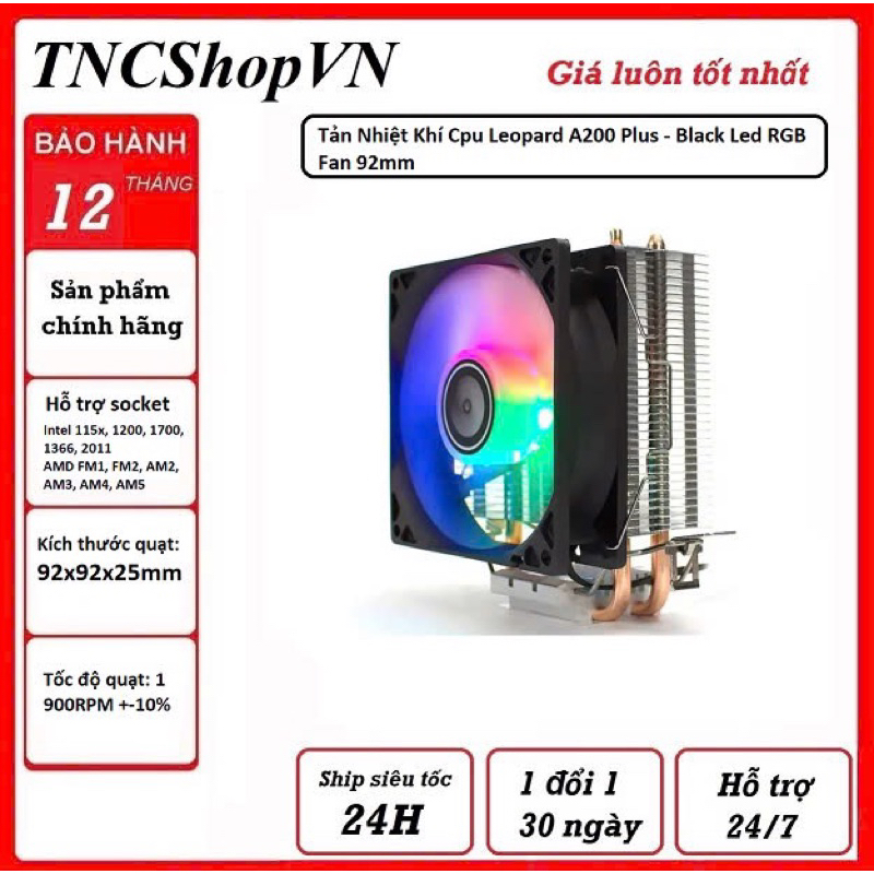 Tản nhiệt khí CPU Leopard A200 Plus - Đen | Fan 92mm led RGB | Shopee ...