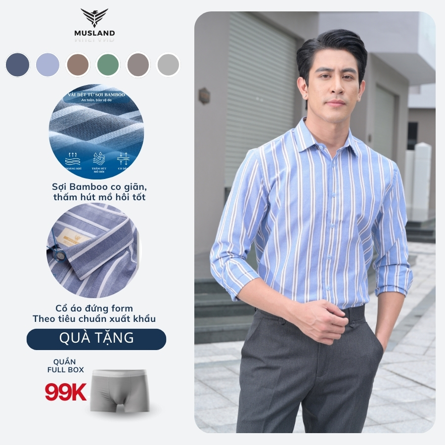 Áo Sơ Mi Nam Sọc Dài Tay Chất Liệu Cao Cấp Sợi Bamboo Thoáng Mát Không ...