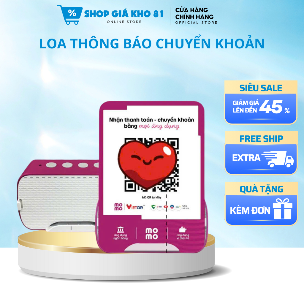 Loa Báo Chuyển Khoản Bằng Giọng Nói Momo - Phiên Bản Màu Hồng - Tặng ...