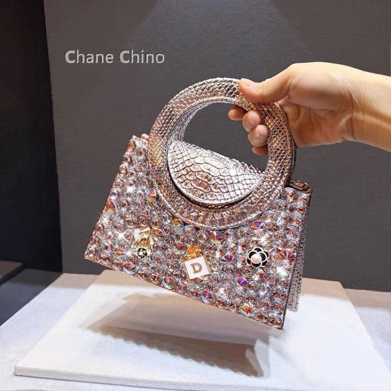 [Order] Túi xách nữ Chane Chino đính đá Saphire size 22 hai màu Silver ...