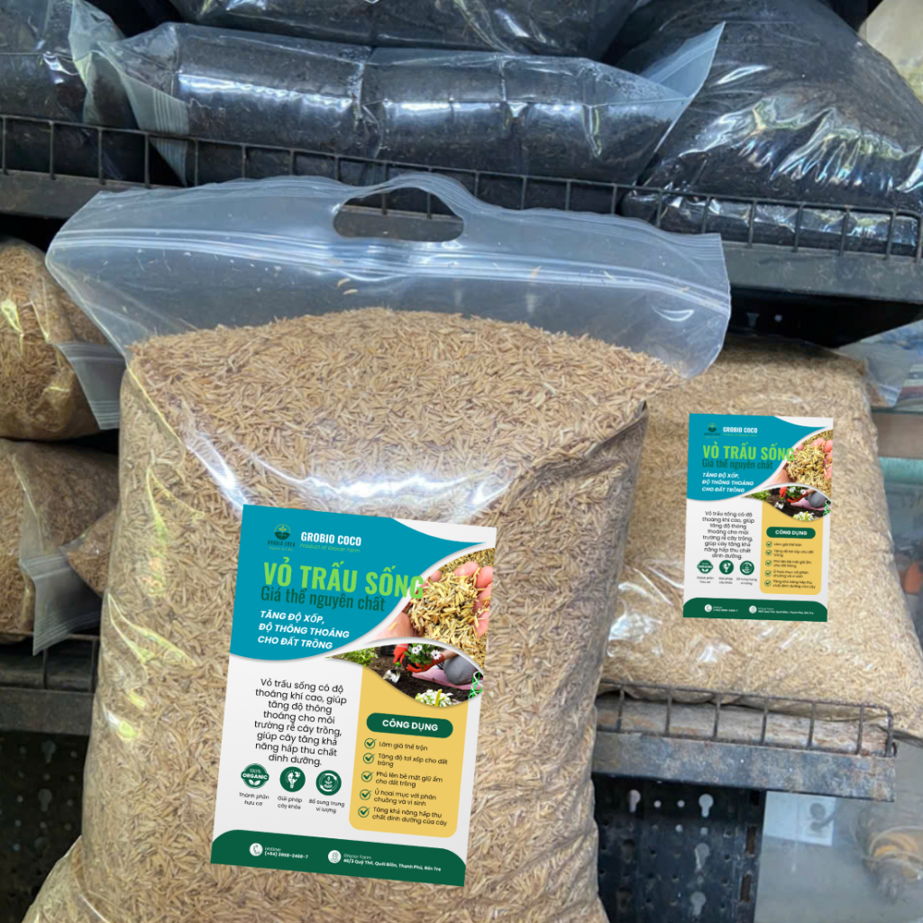 Vỏ trấu Grobio Coco dùng trồng cây hoặc trộn với phân chuồng 5dm3 tương ...
