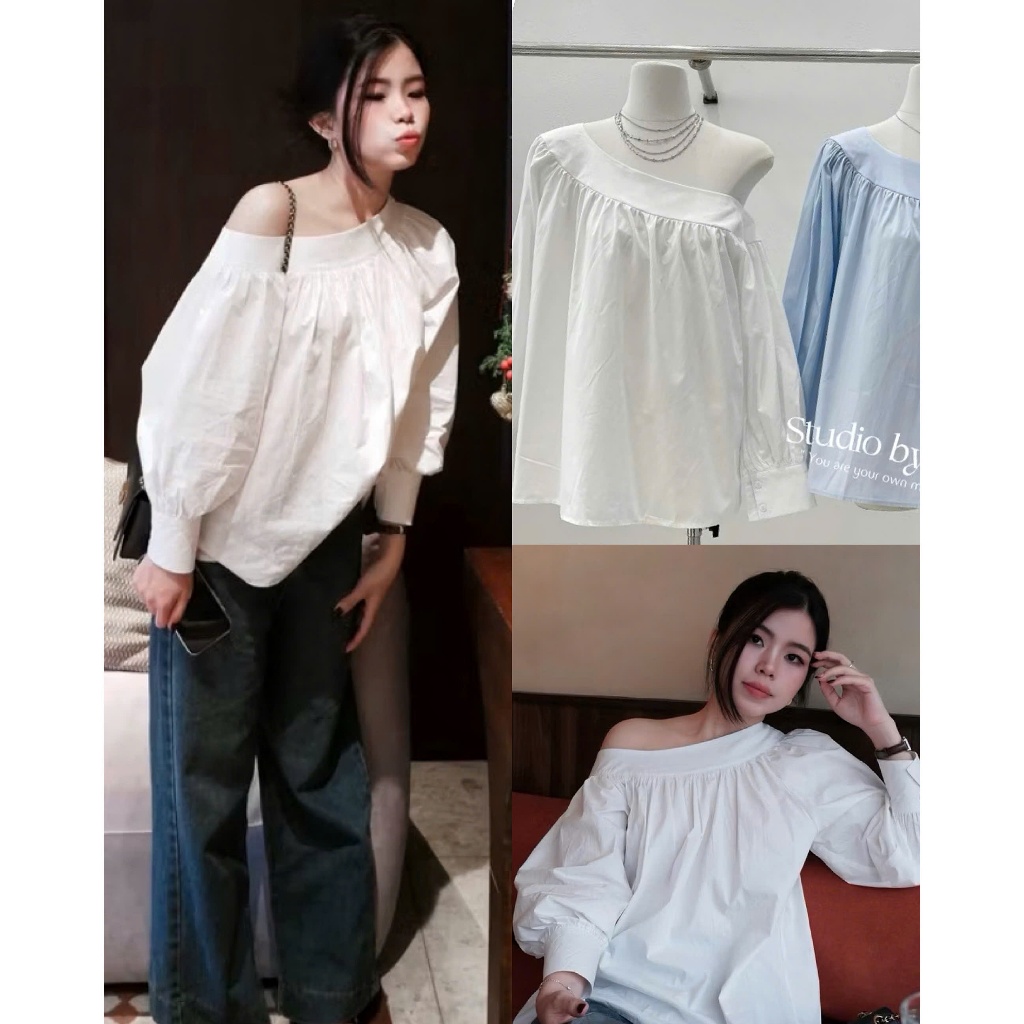 ÁO SƠ MI NỮ,ÁO SƠ MI LỆCH VAI TAY BỒNG ,CHẤT SIỀU ĐẸP MỀM MỊN PHÙ HỢP ĐI CHƠI ĐI HỌC P06 ...