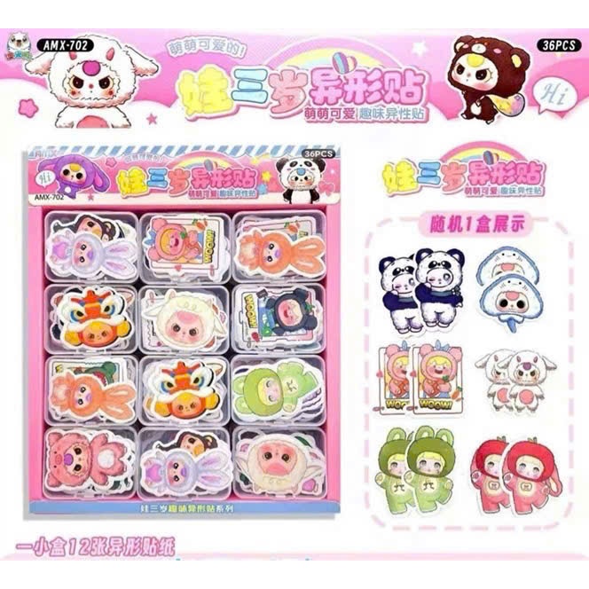 Hộp hình dán Baby Three, Natra, Capybara, sticker Labubu - Mèo Béo Kids ...