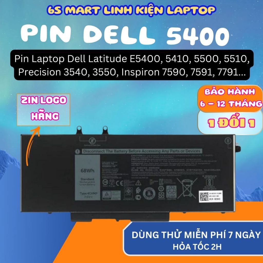 Pin Laptop Dell Latitude 5400 5410 5500 5510 Precision 3540 3550 ...